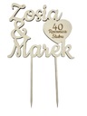 Topper napis na tort rocznica ślubu 40 lat razem • Cena, Opinie • Figurki na tort, toppery ...
