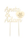 Topper napis na tort rocznica ślubu 40 lat razem • Cena, Opinie • Figurki na tort, toppery ...