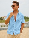 PÁNSKA ĽANOVÁ BAVLNENÁ KOŠEĽA S KRÁTKYM RUKÁVOM LETNÁ ELEGANTNÁ PLÁŽOVÁ ...