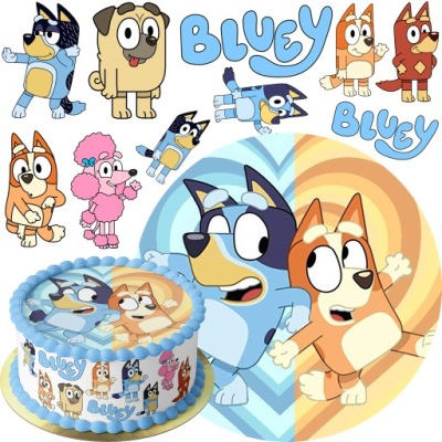 ZESTAW OPŁATEK NA TORT BLUEY + 15 POSTACI + TEKST - 11881736662 ...