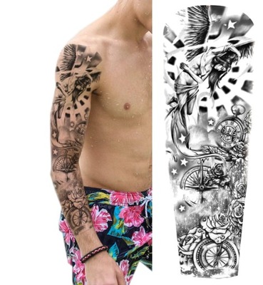 Tatuaż Tymczasowy Duży Rękaw Zegar Orzeł Anioł - 13022510835 ...