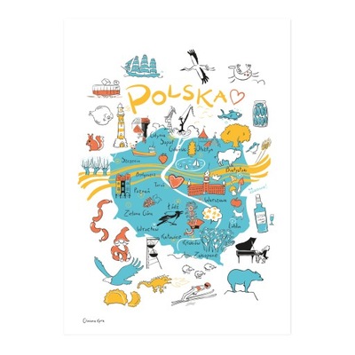Plakat Polska Mapka - 12652819585 - oficjalne archiwum Allegro
