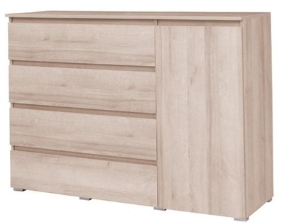 Komoda Malmo 1 130cm szafka 4 szuflady duża sonoma - 9278314522 ...