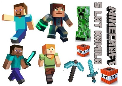 MINECRAFT POSTACIE OPŁATEK NA TORT A4 - 9371118758 - oficjalne archiwum ...