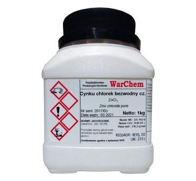 Chlorek cynku bezwodny 1kg - 12567745529 - oficjalne archiwum Allegro