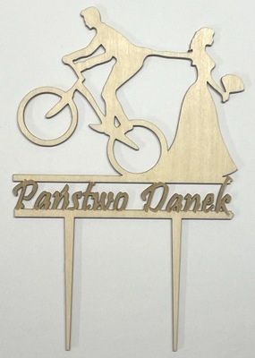 Topper na tort z rowerem i nazwiskiem ślub M3-cndr - 7599116168 ...