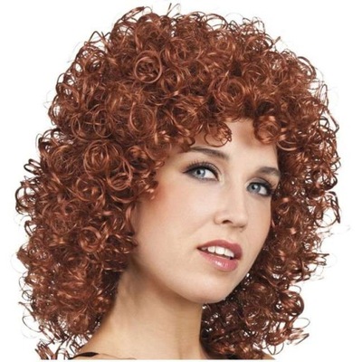 PERUKA BRĄZOWA DISCO LOKI LOCZKI WŁOSY KRĘCONE - 12100375202 ...