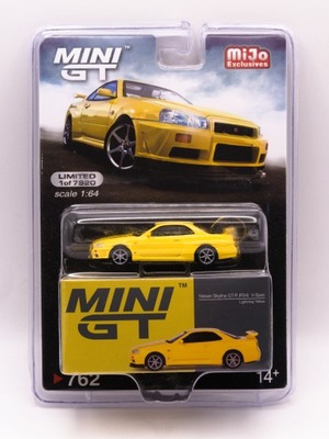 Mini GT 762 CHASE Nissan Skyline GT-R R34 V-Spec Żółty UNIKAT ...