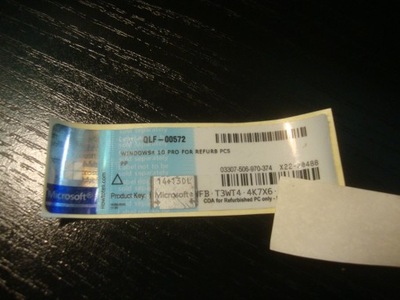 WINDOWS 10 PRO OEM COA NAKLEJKA KLUCZ LICENCJA - 10759484368 ...