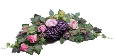 Stroik z bukietem na grób, chryzantema fiolet - 12744967420 - oficjalne ...