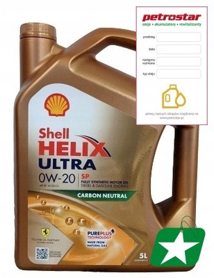 Shell Helix Ultra SP (SN PLUS) 0W-20 5L - 11480998170 - oficjalne ...