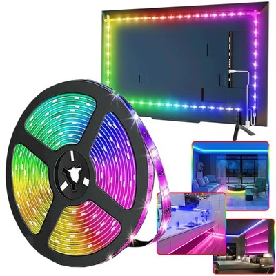 TAŚMA LED ZESTAW WODOODPORNA 5M KOLOROWA RGB SMD - 12962496079 ...