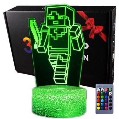 LAMPA NOCNA 3D LED USB MINECRAFT GRA LOGO PILOT - 12805091981 ...