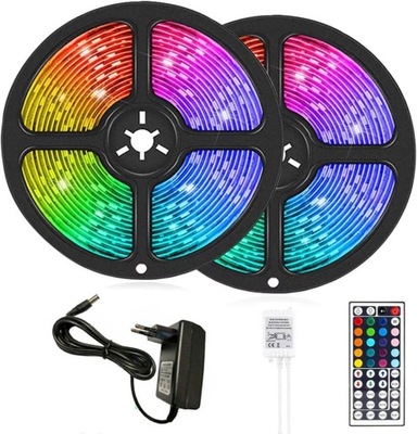 Kolorowe ledy 20m LED RGB z pilotem do oświetlenia - 12296677079 ...