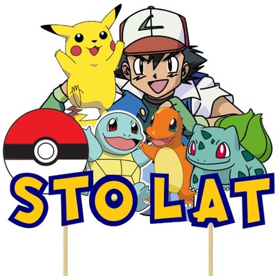 TOPPER POKEMON PIKACHU NA TORT BABECZKI URODZINY - 14357223514 ...