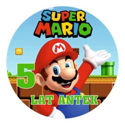 ZESTAW OPŁATEK NA TORT + BOKI + NAPIS SUPER MARIO - 12169211656 ...