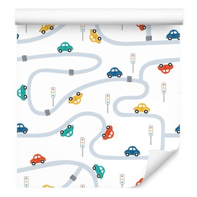 Tapeta dla Dzieci Mini AUTKA Droga Znaki Rysunek - 12409979285 ...