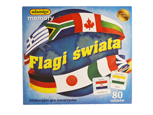 ADAMIGO MEMORY FLAGI ŚWIATA 80 elementów edukacja - Stan: nowy 26 zł ...