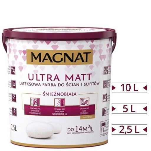 MAGNAT ULTRA MATT 5L FARBA LATEKSOWA DO SUFITÓW (magnat) • Cena, Opinie ...