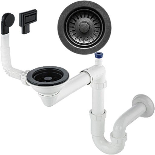 SYFON DO ZLEWU CZARNY MAT OSZCZĘDZAJĄCY MIEJSCE FI 115 MM REGULOWANY ...