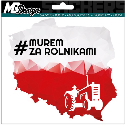 NAKLEJKA Grafika na samochód MUREM ZA ROLNIKAMI Mapa Polski STRAJK ...