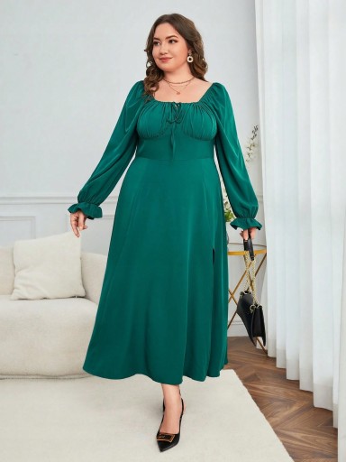 SHEIN ZIELONA SUKIENKA MAXI A-LINE Z DŁUGIM RĘKAWEM ROZCIĘCIE XXL 30003 • Cena, Opinie ...