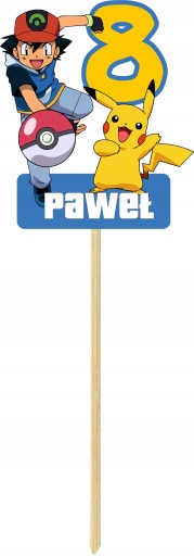 TOPPER NA TORT 8 URODZINY POKEMON PERSONALIZOWANY • Cena, Opinie ...