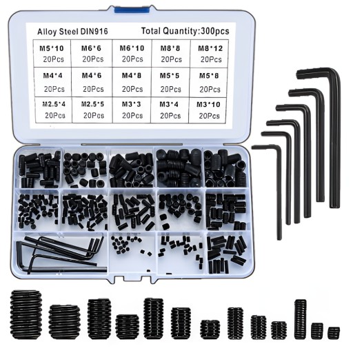 ZESTAW ŚRUB REGULUJĄCYCH WKRĘTÓW M2.5/M3/M4/M5/M6/M8 + IMBUSY • Cena, Opinie • Śruby, nakrętki ...