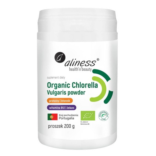 Aliness CHLORELLA Vulgaris proszek 200g z Portugalii (5903242583391) • Cena, Opinie • Spirulina ...