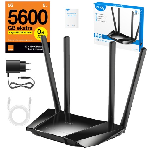 SZYBKI ROUTER NA KARTĘ SIM CUDY LT400 LTE 4G 300Mbps RUTER DO DOMU Wi ...