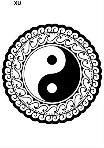 Duży TATUAŻ ZMYWALNY wodny YIN YANG Jing jang tymczasowy retro damski ...