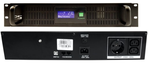 ZASILACZ AWARYJNY UPS SZAFA Rack 19” 2U 2000VA 1200W IPS WYŚWIETLACZ ...
