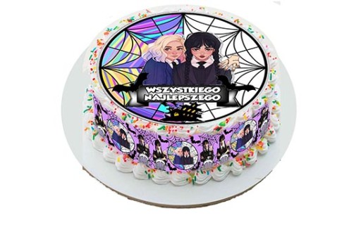 OPŁATEK Opłatki ZESTAW TORT WEDNESDAY ADDAMS +BOKI 13952665147 - Allegro.pl