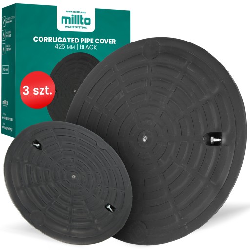 3x Bordázott csőfedél 425 mm AKNAFEDÉL Csatorna AKNA csatornázáshoz ...