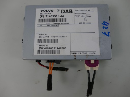 VOLVO XC60 I LIFT MODUŁ RADIA DAB STEROWNIK WZMACNIACZ S60 V60 za 100 ...