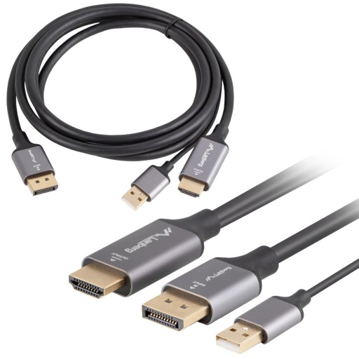 ADAPTER HDMI DISPLAYPORT PRZEJŚCIÓWKA USB KABEL 1,8M 18GBPS DO MONITORA ...