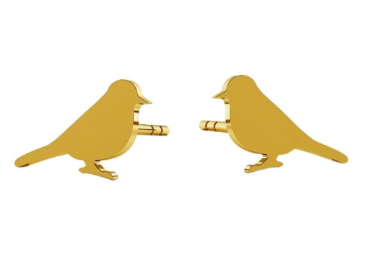 Ptak SŁOWIK srebrne POZŁACANE kolczyki PTAKI birds • Cena, Opinie - Allegro