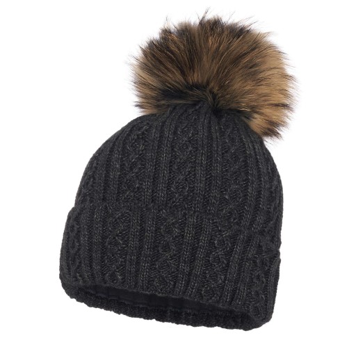 CZAPKA DAMSKA ZIMOWA Z POMPONEM NATURALNYM JENOT 12745392971 - Allegro.pl