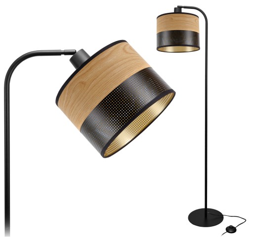 NOWOCZESNA LAMPA STOJĄCA PODŁOGOWA 145CM ABAŻUR JASNE DREWNO LOFT 20CM ... NOWOCZESNA LAMPA STOJĄCA PODŁOGOWA 145CM ABAŻUR JASNE DREWNO LOFT 20CM ...