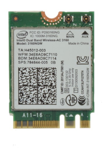 Karta Modem WIFI Intel Dual Band Wireless-AC 3160 3160NGW SPS 784644 ...