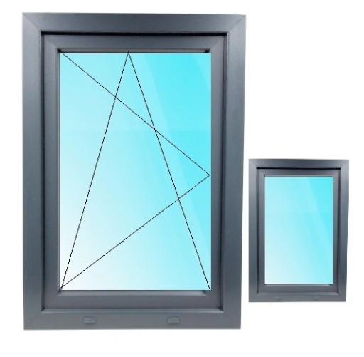 Okno PCV Schüco RU 2x Antracyt 90x90 (5905398729333) • Cena, Opinie • Okna ścienne 13183375856 ...