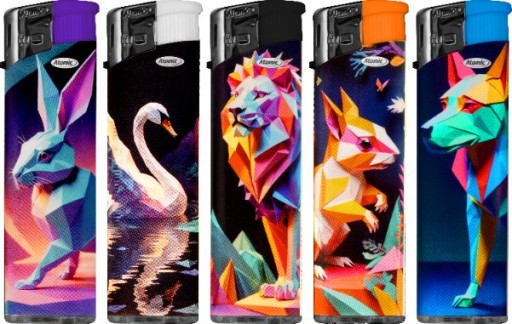 Sada 5 PIEZO ATOMIC ORIGAMI Zapalovač s ventilem za 57.00CZK - Allegro