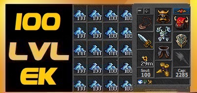TIBIA 100 LVL EK KNIGHT SECURA + 100cc GOLD + FULL EQ + RKEY - Stan ...