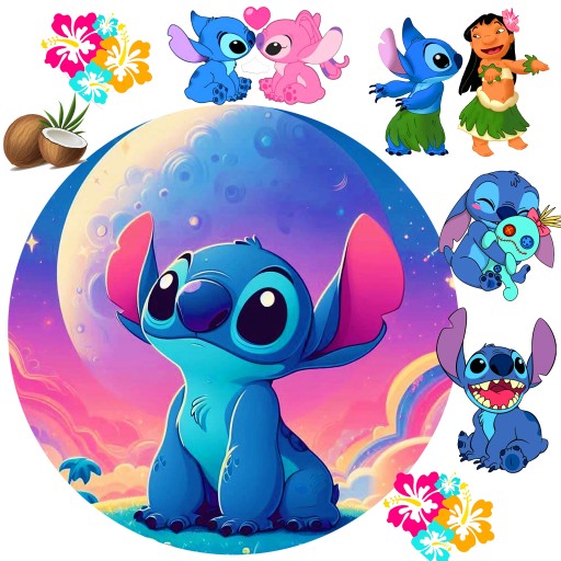 OPŁATEK NA TORT LILO I STICH + POSTACIE + NAPIS (5905947370238) • Cena ...