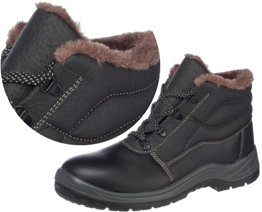 SKÓRZANE OCIEPLANE BUTY ZIMOWE MĘSKIE ROBOCZE Z NOSKIEM TRZEWIKI NA ZIMĘ • Cena, Opinie ...