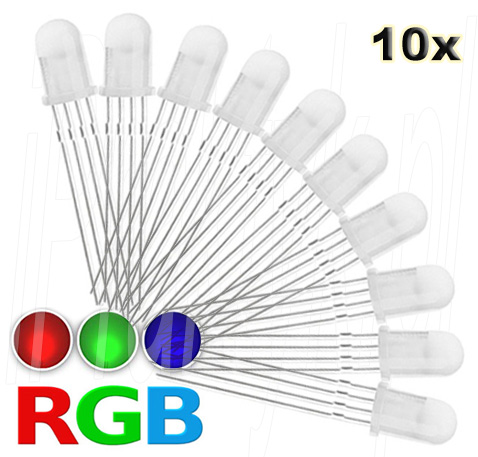 10x RGB LED 5mm Diffused Wspólna Katoda (-) Dioda - Sklep, Opinie, Cena ...