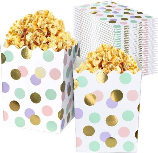 Mini popcorn dobozok kartonból, összecsukható, 10x8cm, 24db ...