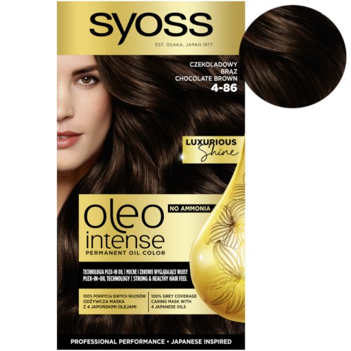 SYOSS OLEO INTENSE FARBA DO WŁOSÓW BEZ AMONIAKU 4-86 czekoladowy brąz ...