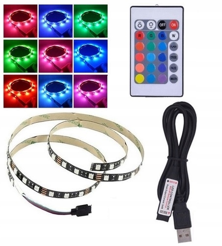 Tasma LED RGB 5V USB podswietlenie TV 2M 120L IR (6666554914) • Cena, Opinie • Taśmy LED ...