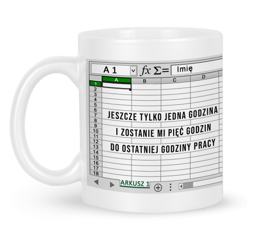 Kubek ceramika 330 ml praca biuro, kubki, grafika, tekst, nadruk, prezent, imieniny, urodziny ...